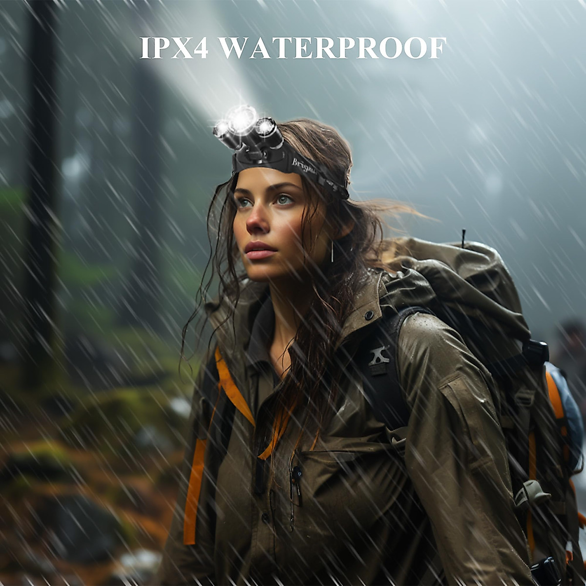 NREDXOON Led Headlamp Rechargeable,Headlamps for Adults with Power Display,Waterproof Head Lamps for Camping High Lumen