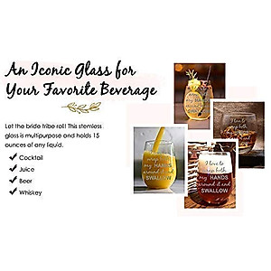 C & M Personal Gifts I Love To Wrap Both My Hands Around It And Swallow, Funny Stemless Wine Glass, Perfect For Bachelorette Parties, Brides Gift, Humorous Gag Gift for Women