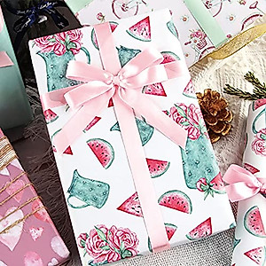 Syneyper Cute Cartoon Print Pink Colorful Wrapping Paper Holiday Girls Princess Birthday Gift Wrapping Paper Clear Lip Gloss Packaging Boxes (C, One Size)