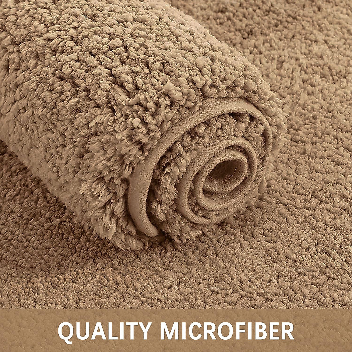 Buganda Microfiber Bathroom Contour Rug (24x20, Camel) Shaggy Soft and Absorbent, Non Slip, Thick Plush, Machine Washable U Shape Toilet Rug for Bathroom