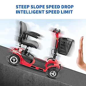 Cebihy 4 Wheel Mobility Scooter, Electric Power Mobile Scooters for Seniors Adult with Lights Collapsible and Compact Duty Travel Scooter w/Basket and Extended Battery
