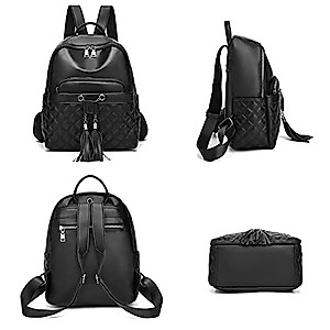 I IHAYNER Girls Fashion Backpack Purse for Women Mini Backpack for Teen Girls PU Leather Multipurpose Travel Backpack with Charm Tassel Black