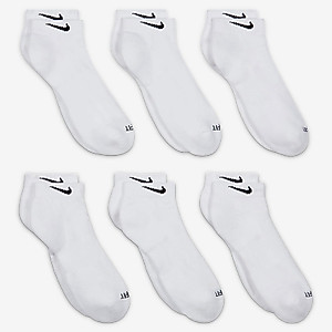 Men's Nike 6-pack Everyday Plus Cushion Low-Cut Training Socks SIZE 8-12 (X-LARGE) (WHITE) (SX7042)