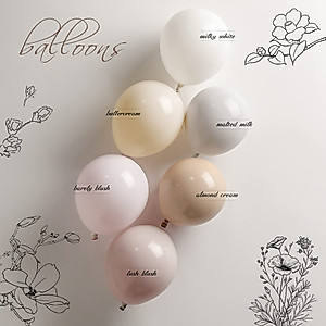 Boho Balloons Garland Arch Kit - 128PCS Double Stuffed 18/12/10/5 Inch Double Garland Kit Layer Matte White Cream Peach Pink Balloons Set for Wedding Birthday Baby Shower Party Decorations