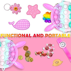 Pop It Purse Pop It Bag Kids Gifts Pop Purse Fidgets Toys Pop It Purse for Girls Pop Fidget Purse Mini Rabbit Shoulder Bag (Macaron)