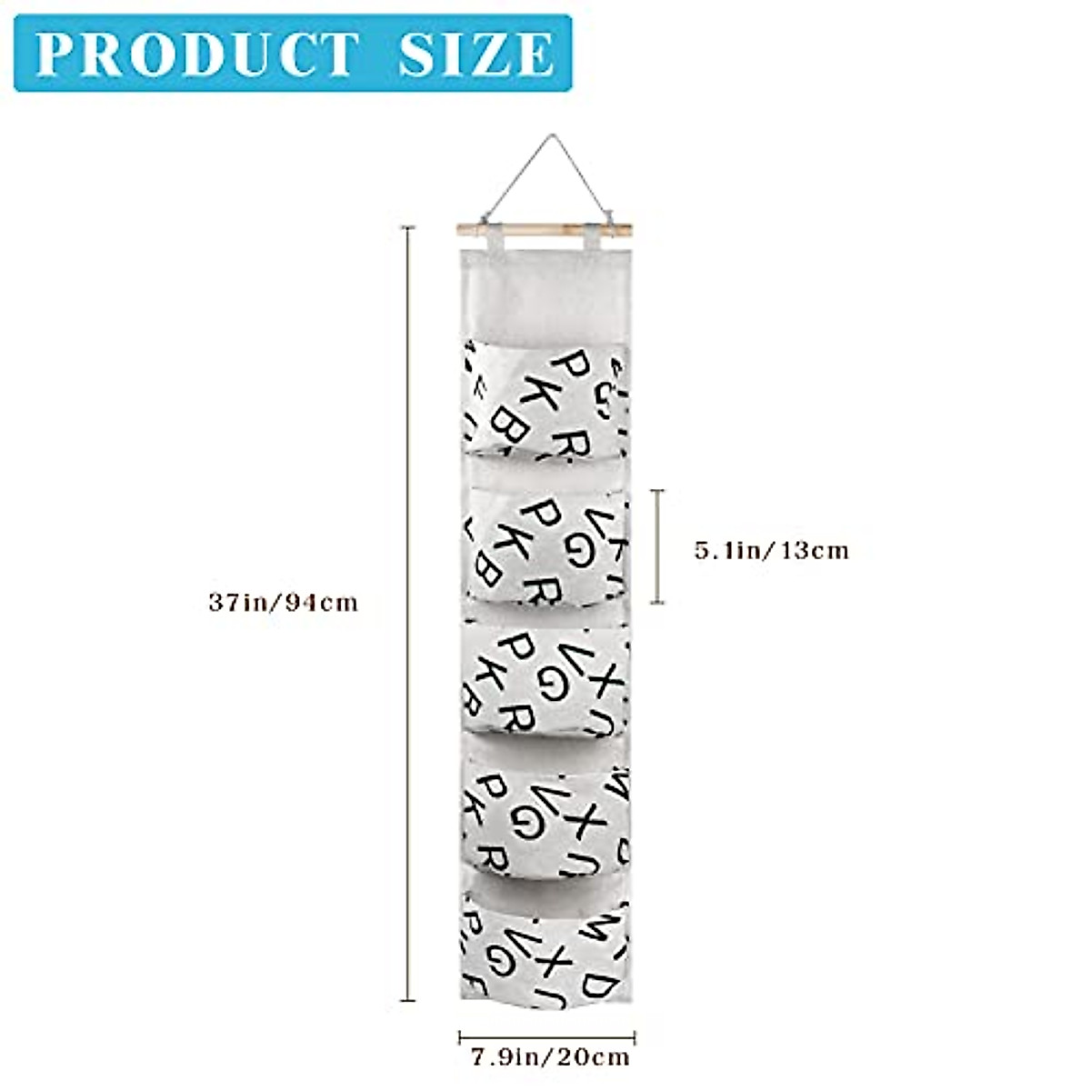 DSVENROLY 3Pcs Hanging Storage Bag with 5 Pockets, Premium Cotton＆Fabric Over The Door Hanging Organizer Waterproof Wall Door Closet Hanging Shelve for Bedroom, Washroom, Living Room