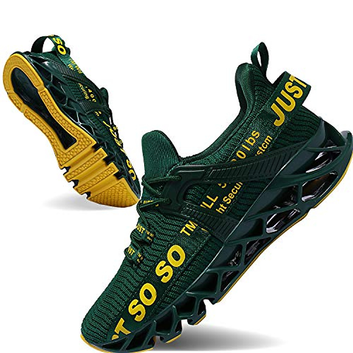JSLEAP Men Running Shoes Walking Athletic for Men Casual Slip Fashion Sports Outdoor Shoes Dark Green,US 6.5