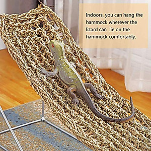 kathson Reptile Lizard Bearded Dragon Hammock Reptile Lounger Hermit Crab Climbing Toys Tank Accessories for Habitats 100% Natural Grass Fibers Hammock Bed for Geckos