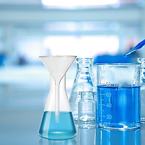 Baluue 4pcs Glass Funnels Set, Borosilicate Glass Funnel for Lab, Short Stem, Heavy Wall, 40mm, 50mm, 75mm, 100mm