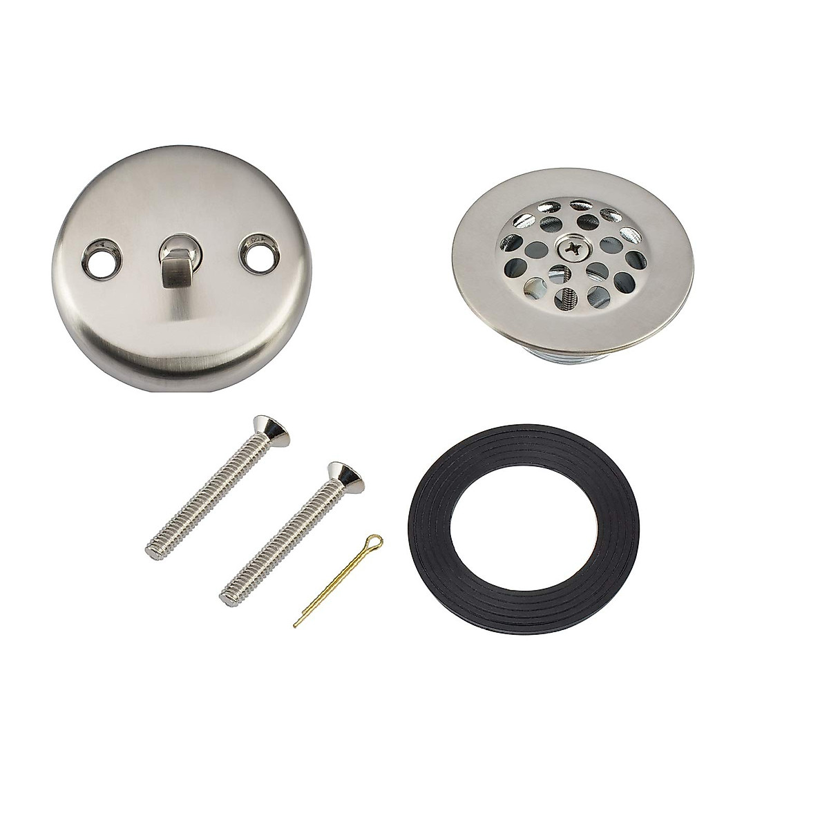 Artiwell Trip Lever Tub Trim Kit Set With Trip Lever Overflow Face Plate, Trip Lever Bathtub Drain with Strainer, Overflow and Matching Screws (BRUSHED NICKEL)