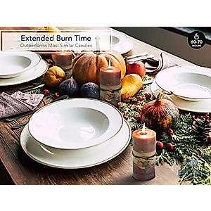 Royal Imports 3" x 6" Pillar Candles for Fall, Thanksgiving Holiday Décor, Rustic Farmhouse Wedding & Home Decoration, Unscented Dripless & Smokeless, Set of 6, Brown Autumn Ombre Wax