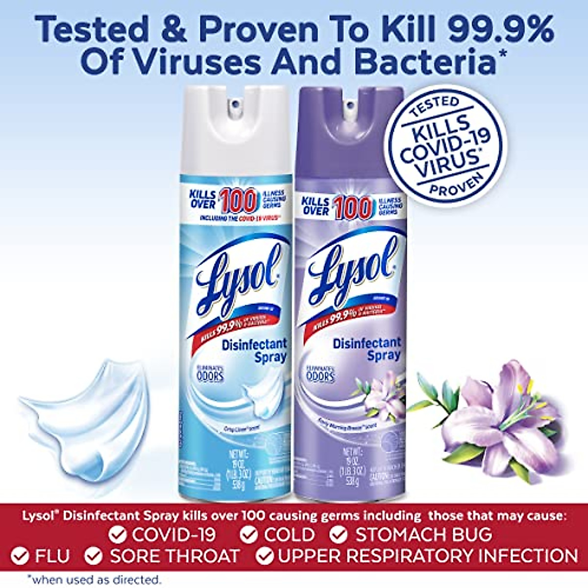 Lysol 2x19oz Crisp Linen + 2x19oz Early Morning Breeze Disinfectant Spray Bundle