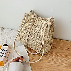 Women Girls Shoulder Handbags Casual Hobo Bags Knitted Shopper Tote Bag Dating Bag