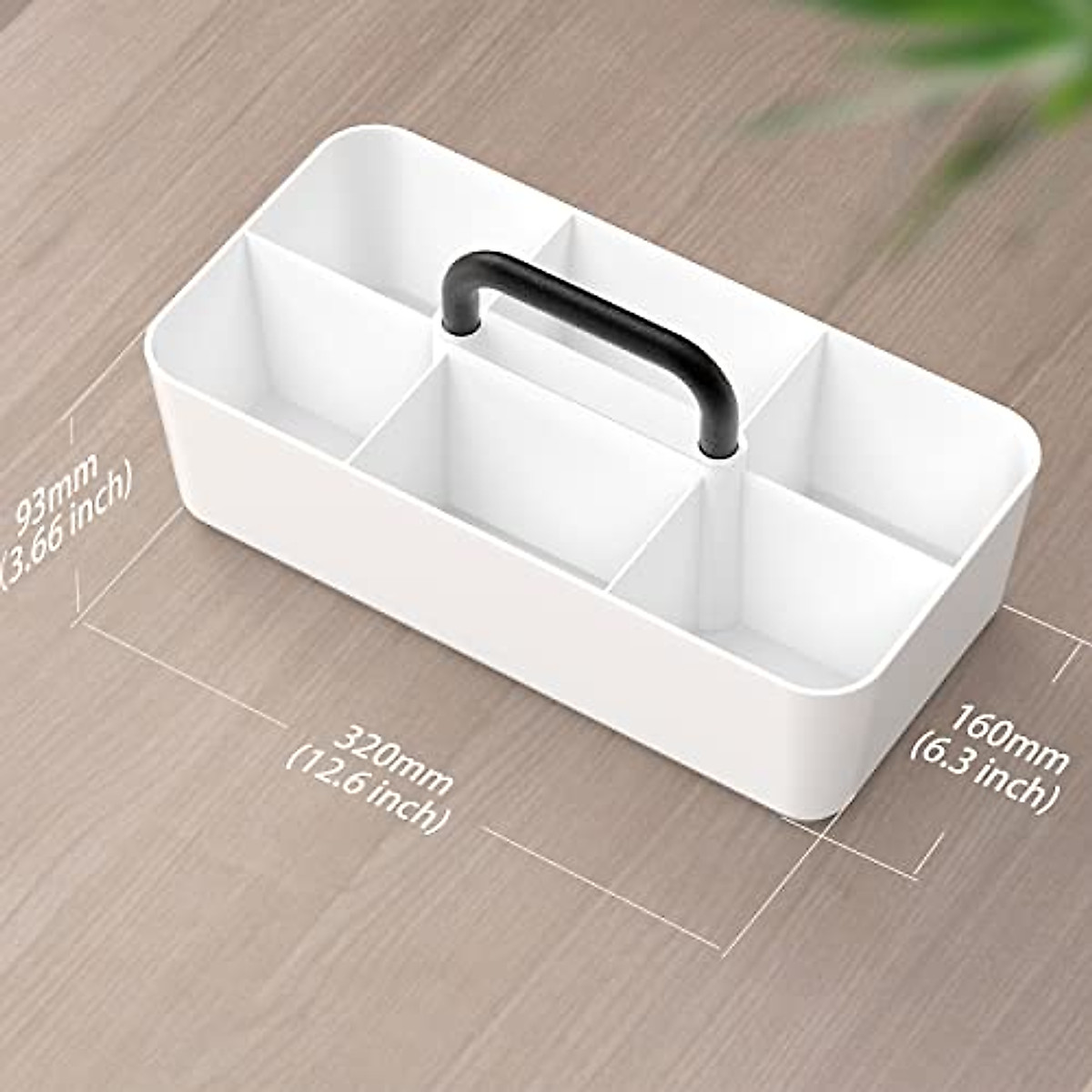 Kadolina Plastic Portable Shower Caddy Divided Basket Bin Bath Storage Organizer Tote with Handle for College Dorm Bathroom Vanity, Holds Shampoo, Conditioner, Soap, Cosmetics (White)