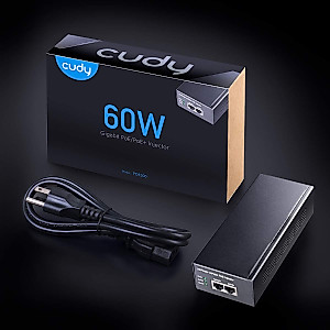 Cudy POE300 60W Gigabit Ultra PoE+ Injector, Up to 60W Ultra Power Supply, 10/100/1000Mbps Shielded RJ-45, IEEE 802.3af/802.3at Compliant, Not Support 802.3 bt/ PoE++/ Passive PoE, Metal housing