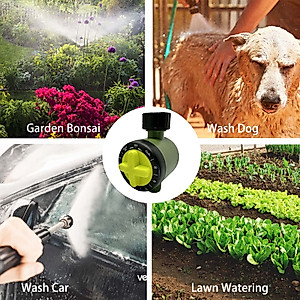 VankRing Garden Hose Y Splitters 2 Way Heavy Duty Brass 3/4" Water Splitter, Garden Water Timer, 2 Kink-Free Faucet Extension Hose Protector with 1 Set Garden Hose Quick Connectors