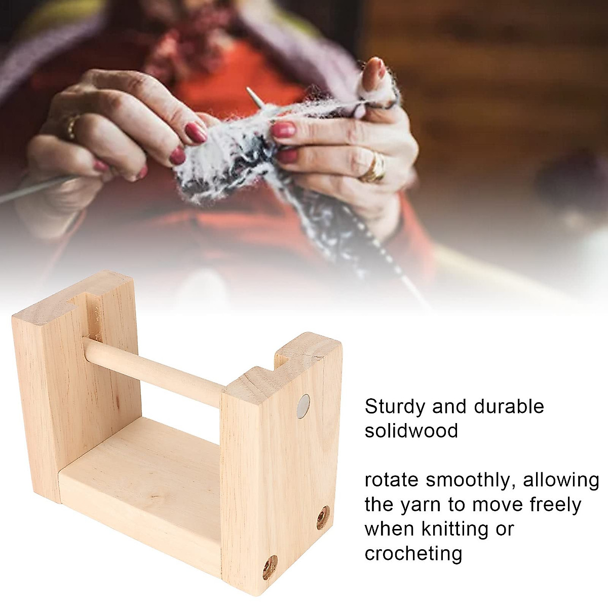 Crochet Yarn Holder, Solidwood Yarn Ball Holder Widely Used Easy Assembly Rotatable for Knitting
