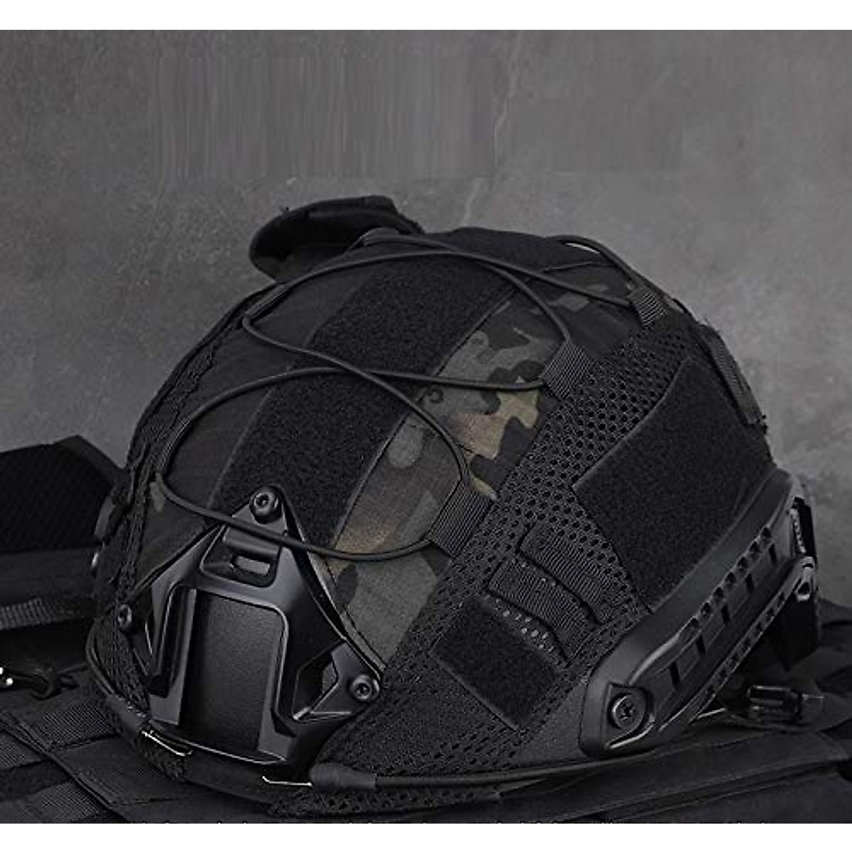 LANZON Tactical Multicam Helmet Cover for Fast Style Helmets (The Helmet is NOT Included) - Multicam Black