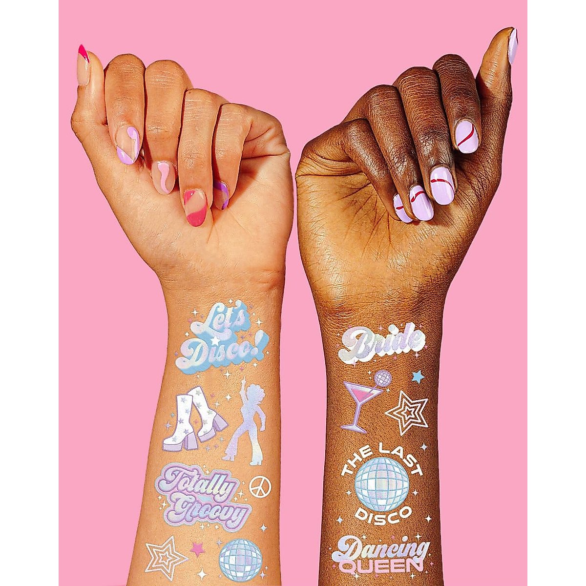Last Disco Temporary Tattoos - 48 Foil Styles | Bachelorette Party Decoration, Bridesmaid Favor Bride to Be Gift + Bridal Shower Supplies