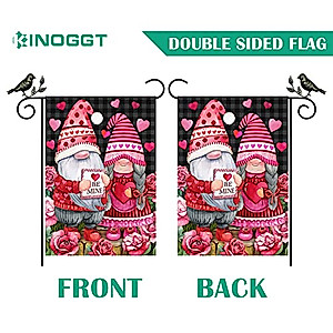 Valentines Day Garden Flag, Garden Flags for Outside 12x18 Double Sided Yard Flags Gnome Valentines Garden Flag Outdoor Holiday Garden Flag Funny Burlap Valentine Lawn Flags Seasonal Decor