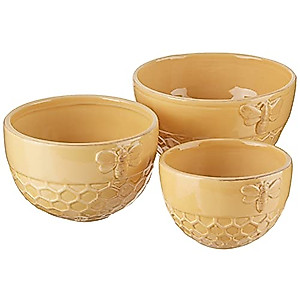 Boston International JC17149 Ceramic Nesting Bowls, 3 Sizes, Honeycomb