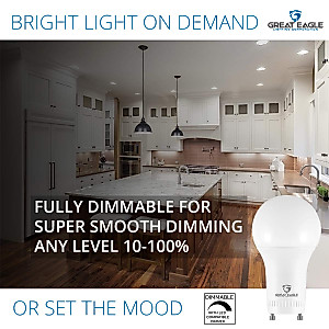 Great Eagle Lighting Corporation 40W GU24 LED Light Bulb, Dimmable, 2700K Warm White, UL, Twist-in 2 Prong (4-Pack)