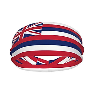 Hawaiian Flag Sports Headbands Unisex Yoga Non-Slip Quick-Drying Workout Hairband