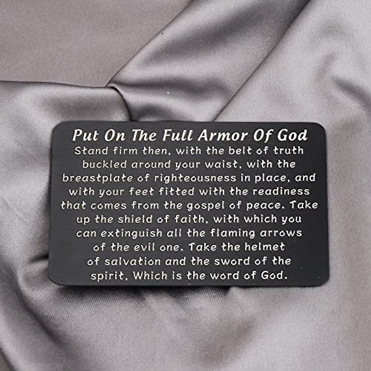 bobauna Put On The Full Armor of God Engraved Wallet Card Insert Christian Jewelry Protection Gift (Armor of God Card black)