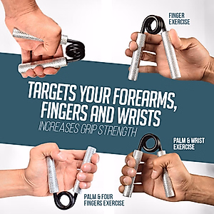 Logest Metal Hand Grip Set, 100LB-200LB 3 Pack No Slip Heavy-Duty Grip Strengthener with Gift Box, Great Wrist & Forearm Hand Exerciser, Home Gym, Hand Gripper Grip Strength Trainer