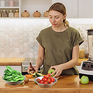 HengDu Stainless Steel Mixing Bowl, Flat Bottom Wide Flat for Larger Capacity, 8.7" Set of 3