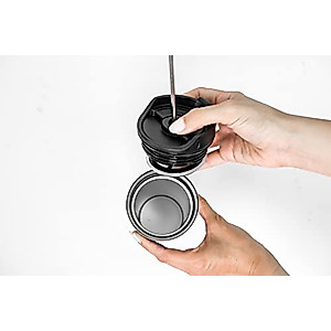 French Press Mug for Travel, Stainless Steel Travel Coffee and Tea Press, Hot or Cold Brew, Ideal Personal Mug for Travel, Car, Office, Camping, 15oz (Metallic Gray)