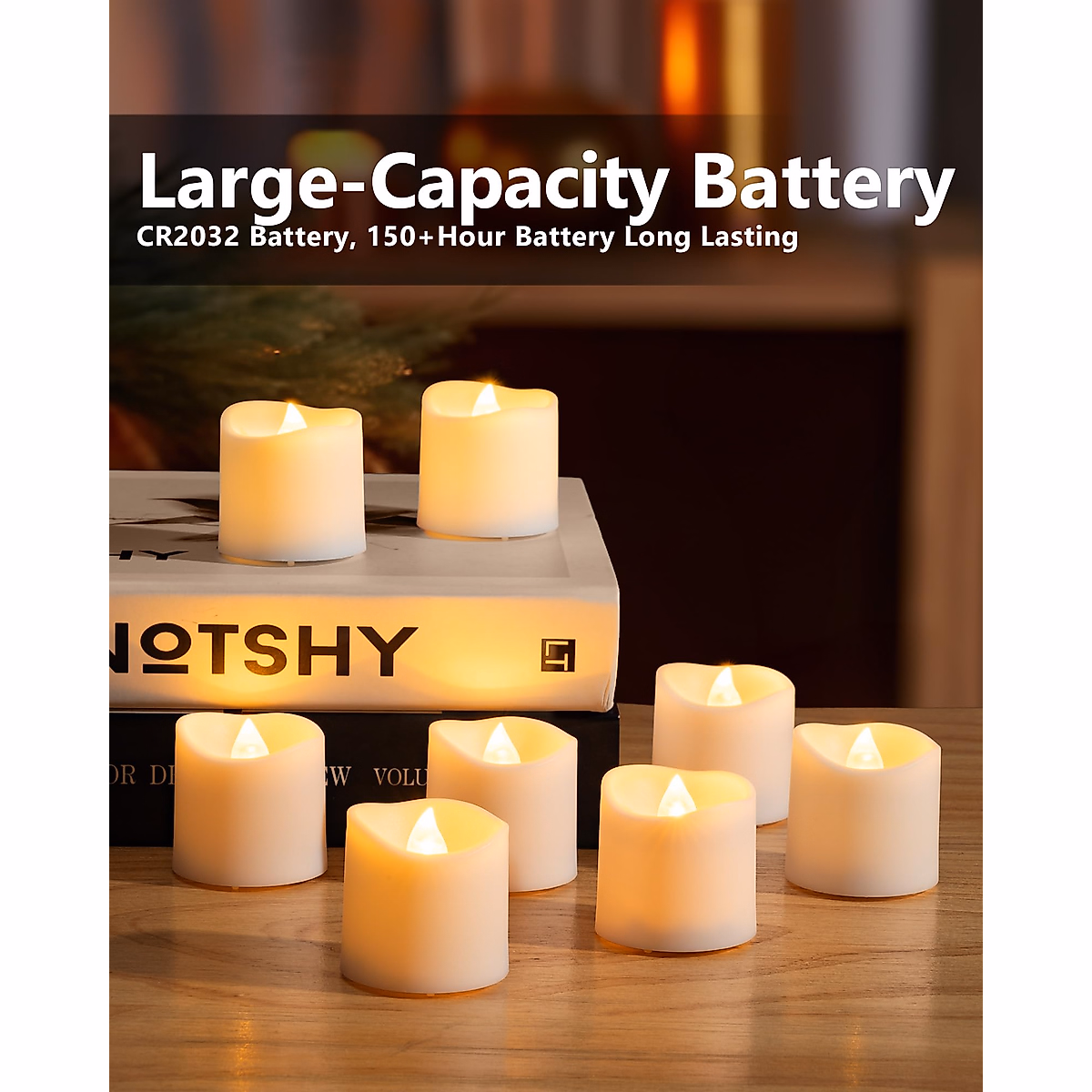 Homemory 12Pack Timer Remote Control Flameless LED Votive Candles, 1.5" x 1.6" Long Lasting Battery Operated Tea Light, Electric Fake Candles in Warm White for Wedding, Festival Celebration Decor