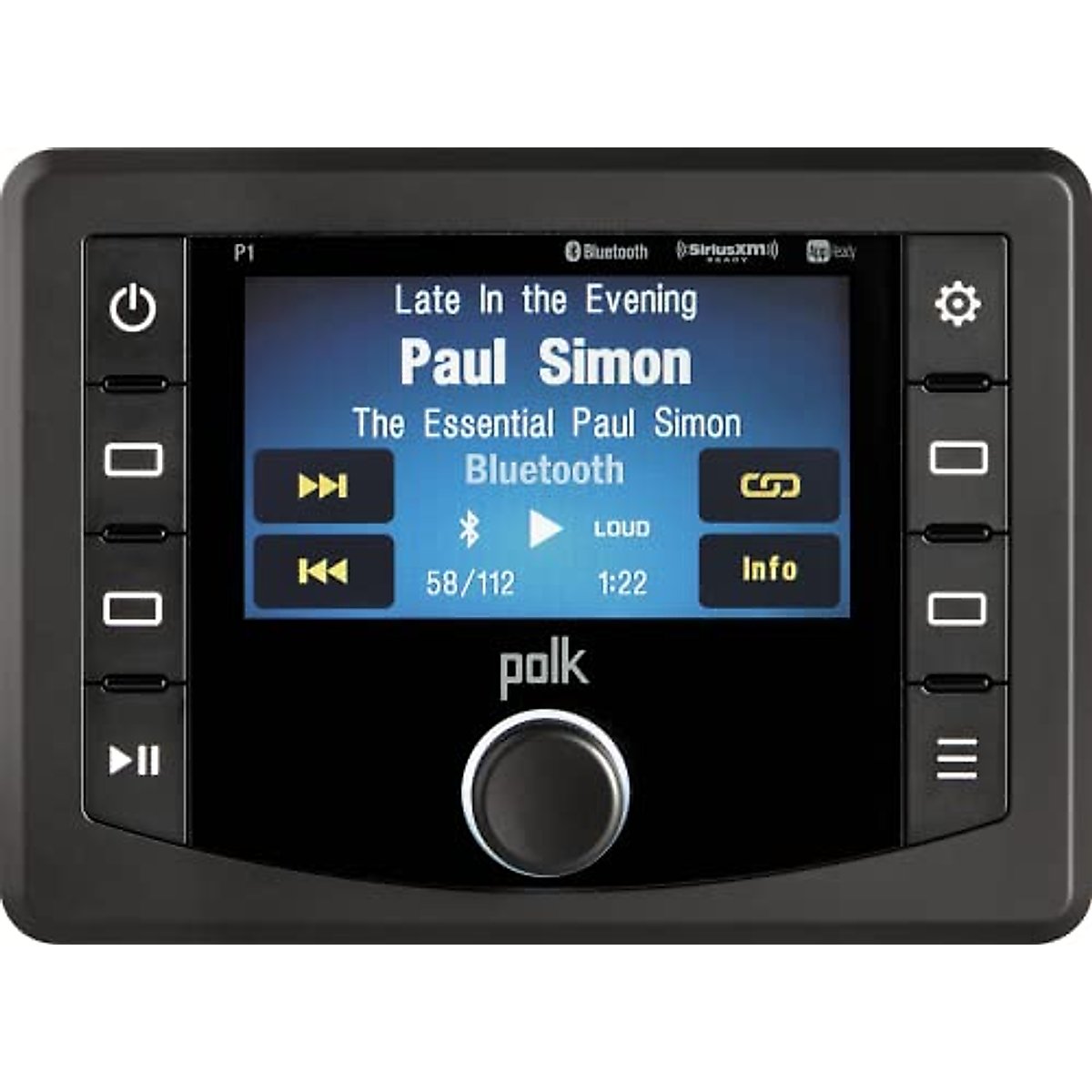 Polk Ultramarine P1 App Ready|Bluetooth| Waterproof Marine Stereo, 4.3" Color TFT Display, 200 Watts Maximum Power Handling (50W x 4), Compatible with iPod/iPhone via Bluetooth (Renewed)