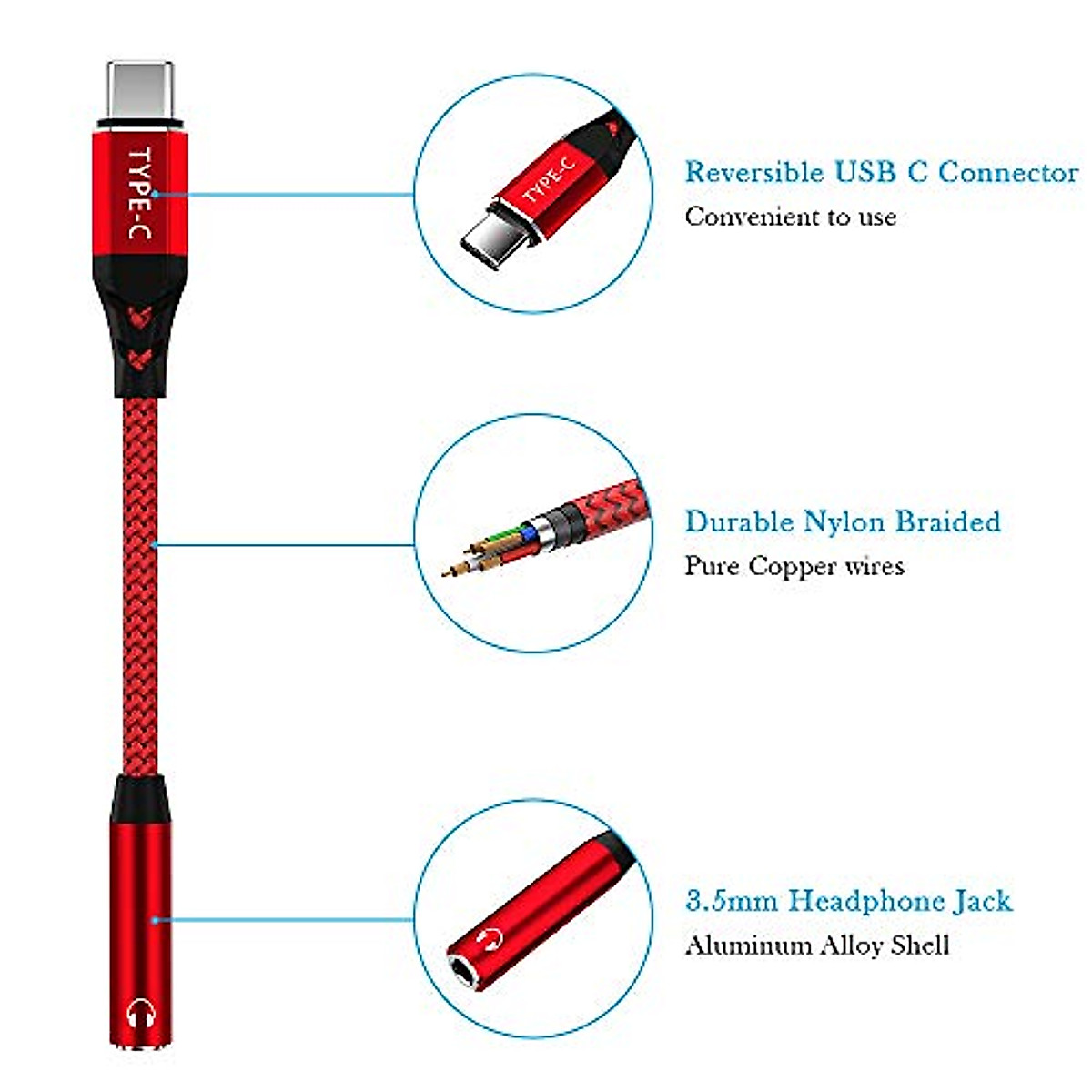 APETOO USB C to 3.5mm female Headphone Jack Adapter,Type C to Aux Earphone Adapter Audio Dongle Hi-Res DAC for Samsung S23 Ultra S22 S21 S20 Note 20 Ultra A53 Z Flip4 3,Pixel 7 6 5 4 3 2XL,OnePlus 9 8