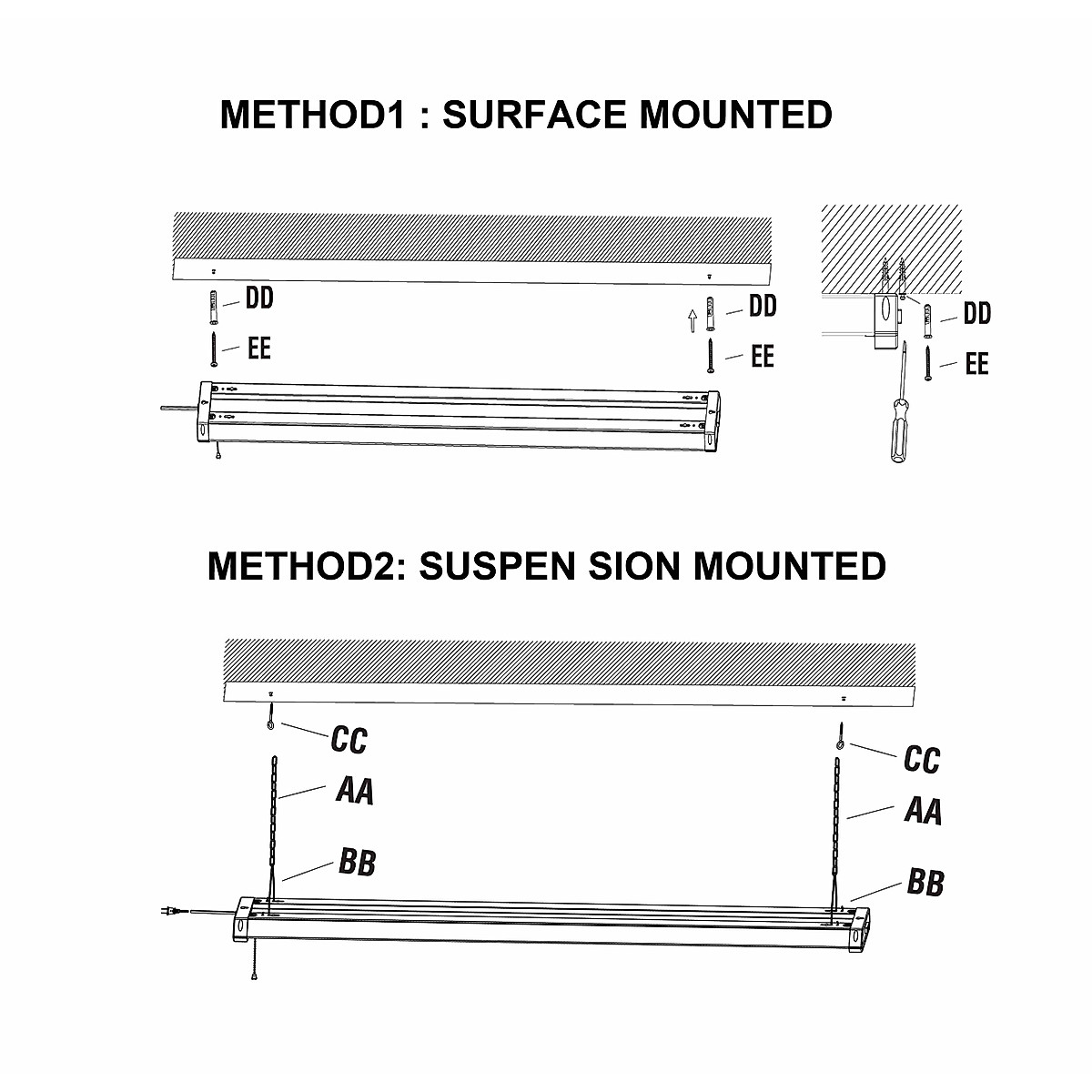 4FT Linkable LED Shop Light for Garages, 42W 4800LM 5000K Daylight White, LED Ceiling Light with Pull Chain (ON/Off), Linear Worklight Fixture with Plug,1 Pack