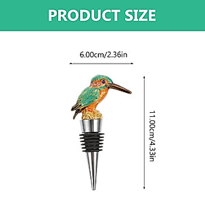 Cabilock Bird Wine Bottle Stopper Zinc Alloy Metal Wine Bottle Stopper with Ceramic Kingfisher Bird Figurine Metal Vacum Wine Stopper Wine Glass Corks Patry Favor Gift Golden