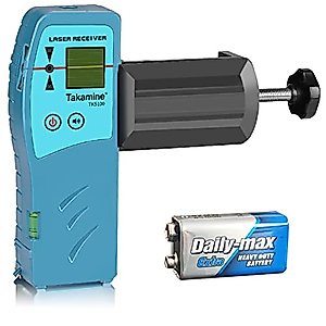 Takamine Laser Receiver for Laser Level - Green Laser and Red Beam Receiver for Pulsing Line Lasers, Three-sided Smart LED Displays, Adjustable Speaker, Two-Sided Level Bubble Bottle, Clamp Included