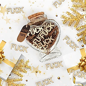 Fucks to Give,Jar of Fucks Gag Gifts for Valentine's Day / Birthday / Anniversary / Christmas. FUCK Wooden Cutout Letter Funny Gifts for Parents and Relatives,Friends (FUCK(Heart-shaped bottle))