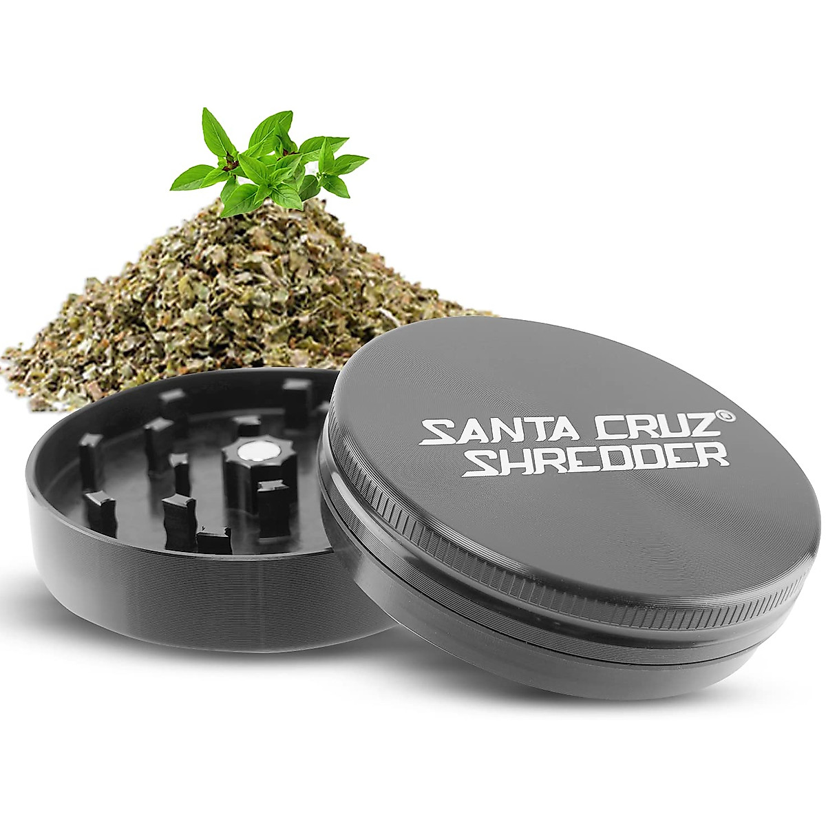 Santa Cruz Shredder Metal Herb Grinder Knurled Top for Stronger Grip 2-Piece 2.7" (Grey)