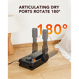 FORLIM Boot Dryer for Work Boots, Shoe Dryer with Heat Blower, Glove Dryer & Boot Warmer - 180° Adjustable Dry Rack - Telescopic Bendable Dry Ports - Intelligent Timer - Black