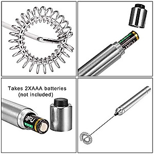 Aphse Milk Foamer Electric Milk Frother Portable Mini Mixer Machine Stainless Steel Touch Handheld Espresso Mixer Battery Operated Frother Coffee Stirrer Maker for Hot Chocolate Coffee