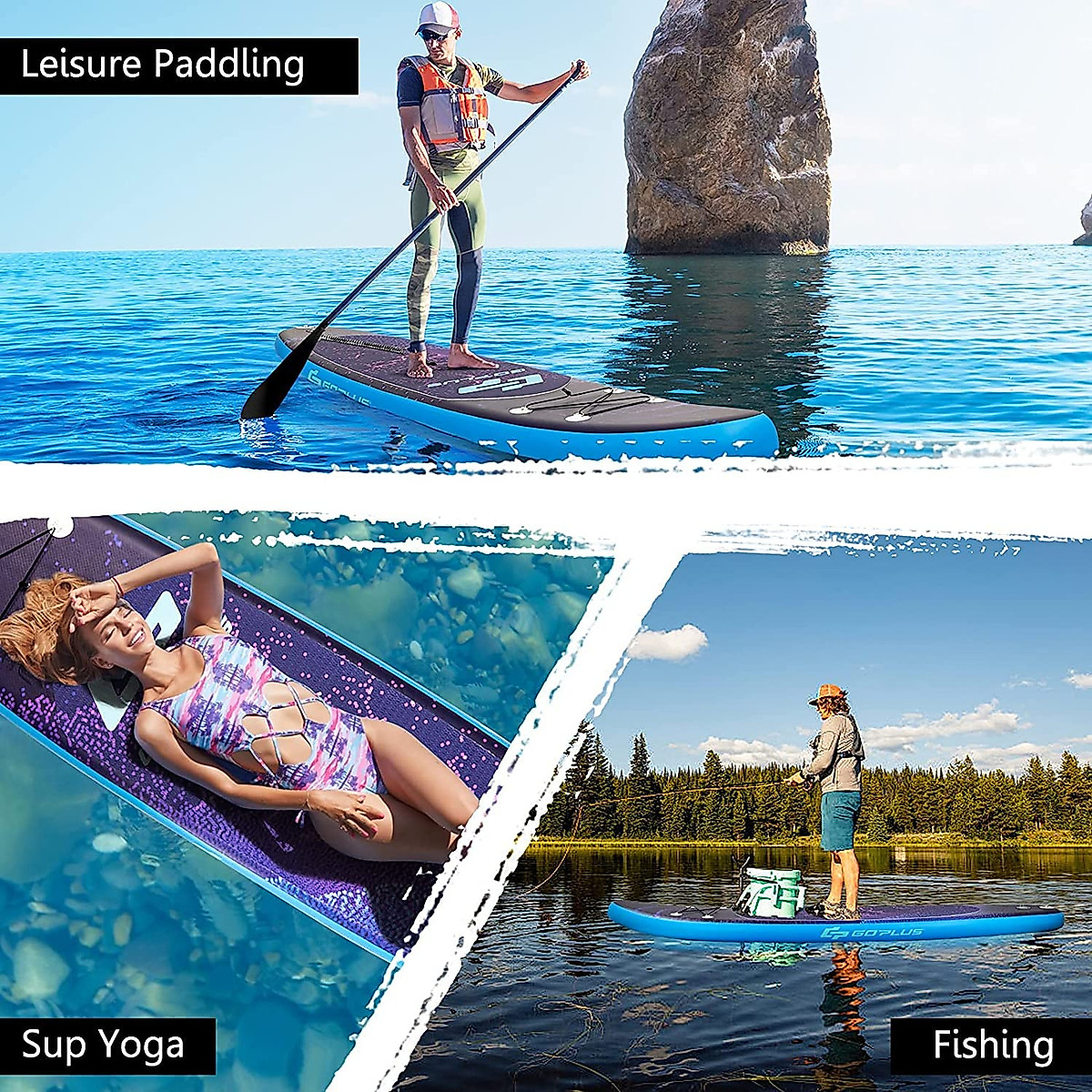AUGESTER 10‘/10.5‘/11’ Inflatable Lightweight Stand up Paddle Board, Premium Yoga Board W/Durable SUP Accessories, with Fins, Carrying Bag, Non-Slip Deck, Adjustable Paddle & Hand Pump, Wide Stance