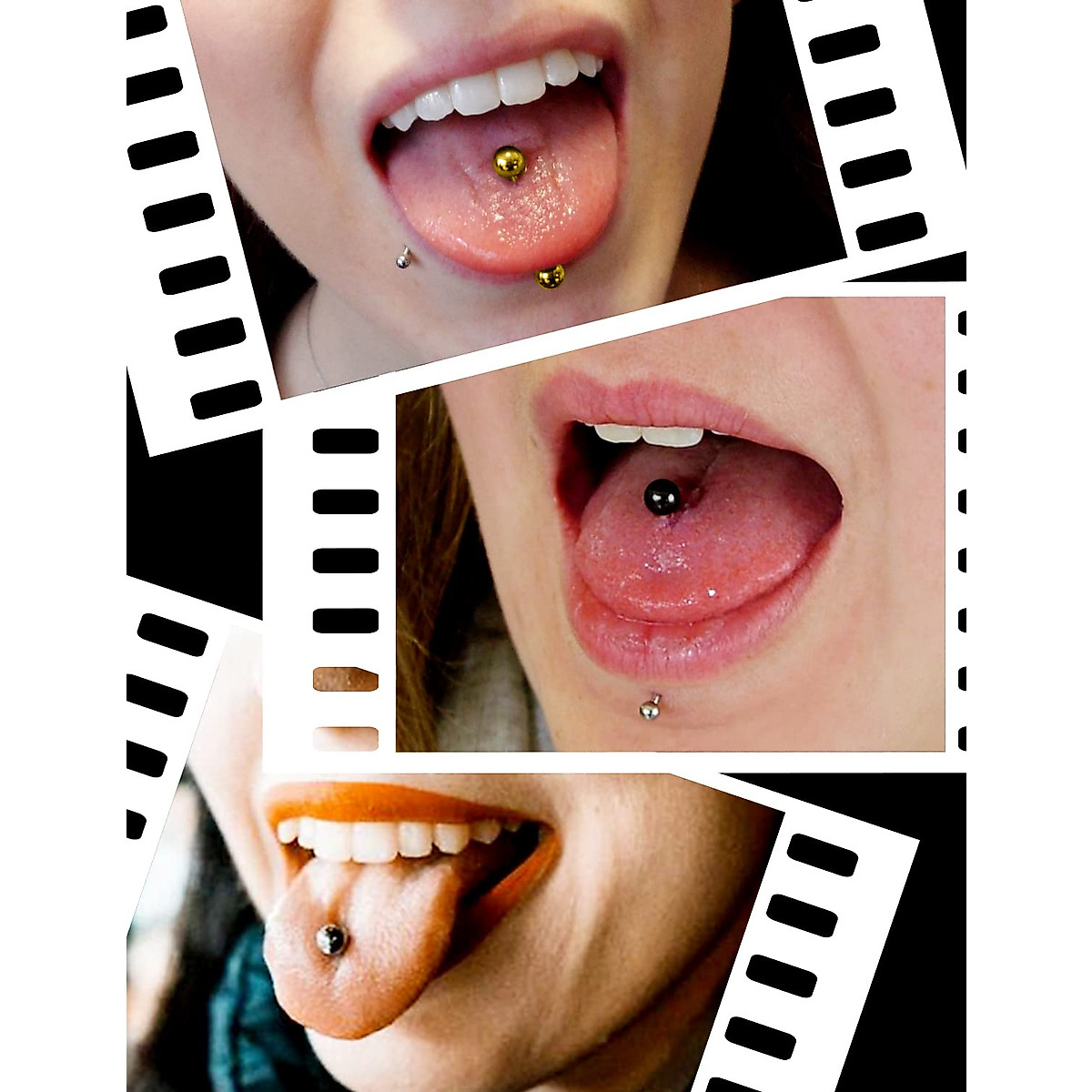 Oufksiyy 24pc 14G 16G Mixed color surgical Stainless Steel Straight Barbell Tongue Rings Bars Piercing 5/8" Length 16mm 9/16 inch 14mm 1/2inch 12mm Nipple RIngs Tongue Piercing Jewelry For Women Men