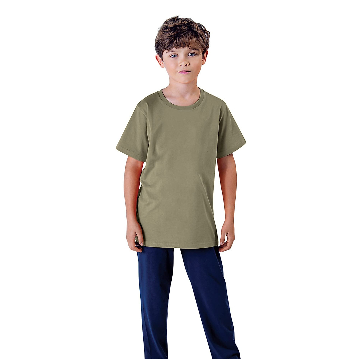 Brix Boys' Short Sleeve T-Shirts – Jersey Crew Neck 5-Pack Tagless Tees. 100% Cotton Multipack