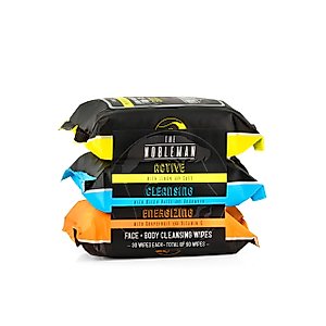 Men's Active/Cleansing/Energizing Face + Body Cleansing Wipes - 3 Pack (90ct)