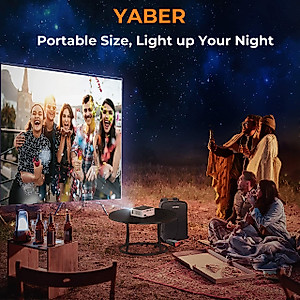 Projector with WiFi and Bluetooth, 13000L Outdoor Movie Projector Native 1080P 5G WiFi 4K Supported, YABER V6 Portable Home Theater Projector, 300" Display 4P Keystone 50% Zoom Compatible with Phone
