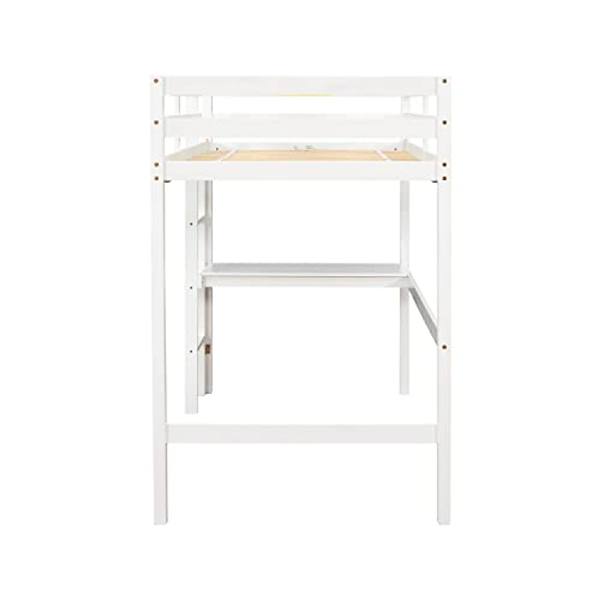HomSof Twin Loft Bed with Built-in Desk,White