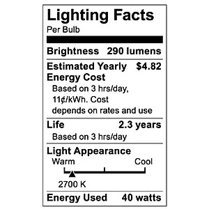 Satco S3720 130V Medium Base 40-Watt A15 Light Bulb, Clear