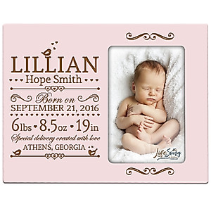 LifeSong Milestones Personalized Picture Frame New Baby Birth Announcement Picture Frame Holds 4x6 Photo Wall Decor Nursery Decor Baby Room Decor Modern Wall Decor Baby Keepsake Products