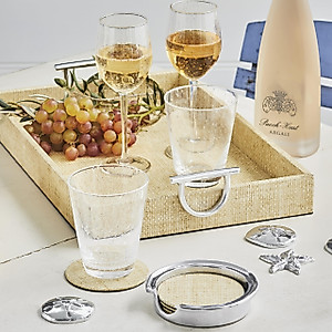 Sand Faux GRASSCLOTH Tray with Metal Handles | Biege | Textile | Tableware | Service Trays | Vinyl | Handmade in Mexico